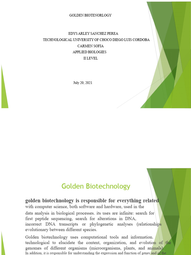 GOLDEN BIOTECHNOLOGY. | PDF | Proteins | Gene