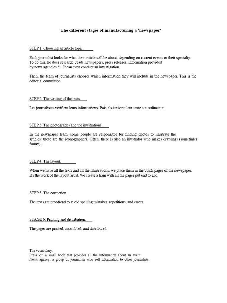 Stages of Newspaper Manufacturing Process | PDF