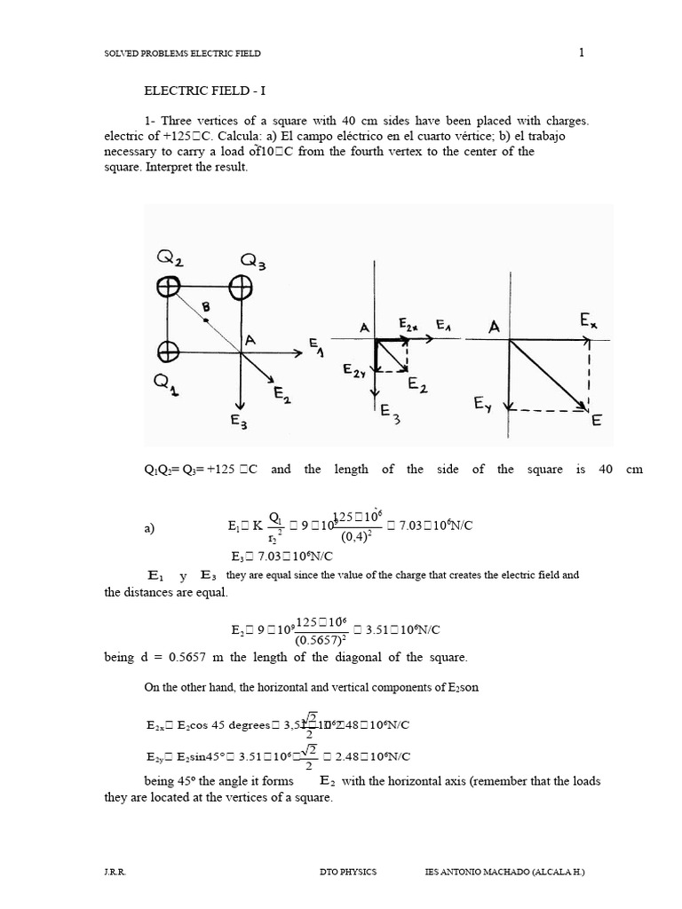 Solved Problems Electric Field | PDF | Vertex (Geometry) | Electric Field