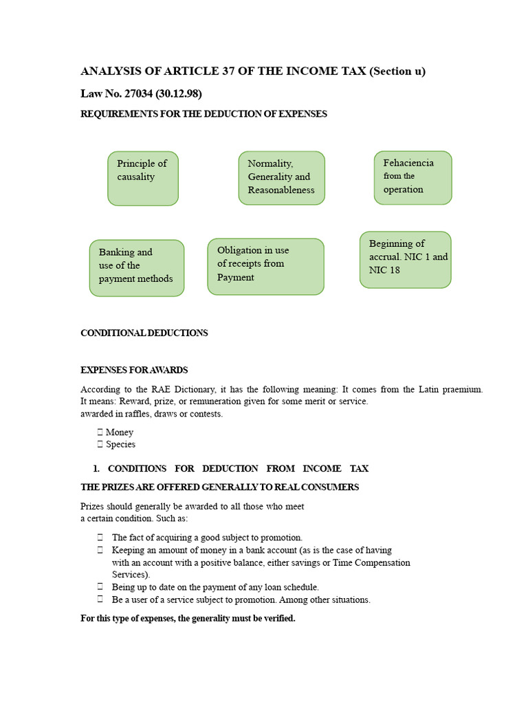Analysis of Article 37 of the Income Tax | PDF | Tax Deduction | Taxes