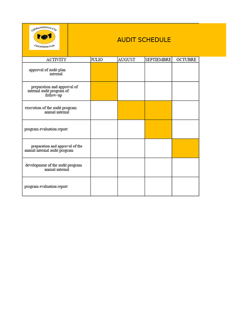 Internal Audit Schedule Overview | PDF