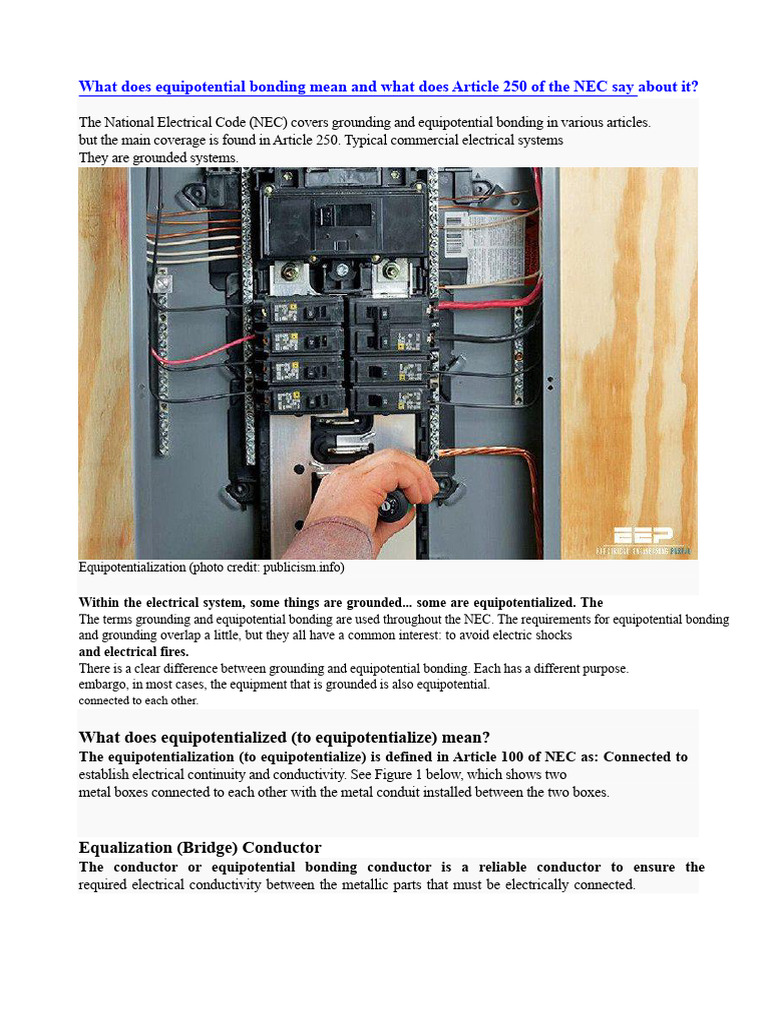 Understanding Equipotential Bonding NEC 250 | PDF | Electrical Wiring ...