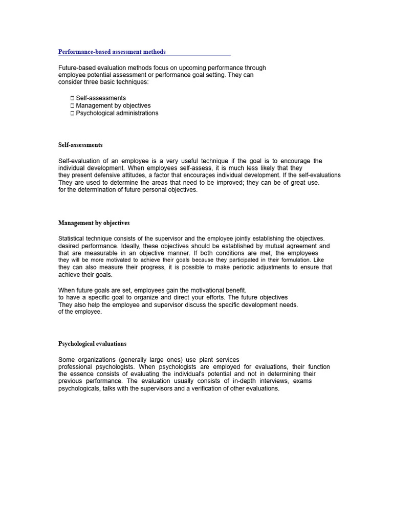 Performance-Based Assessment Methods | PDF | Goal | Evaluation