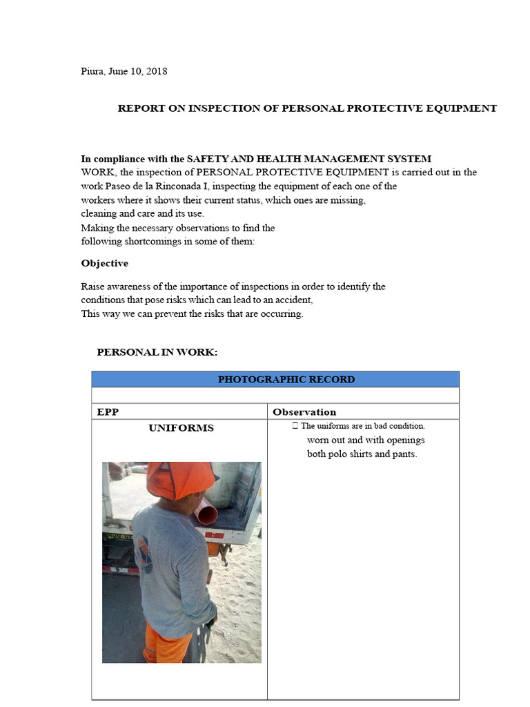 PPE Inspection Report | PDF