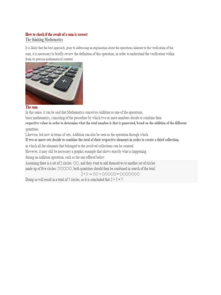 How to Check If the Result of a Sum Is Correct | PDF | Mathematics ...