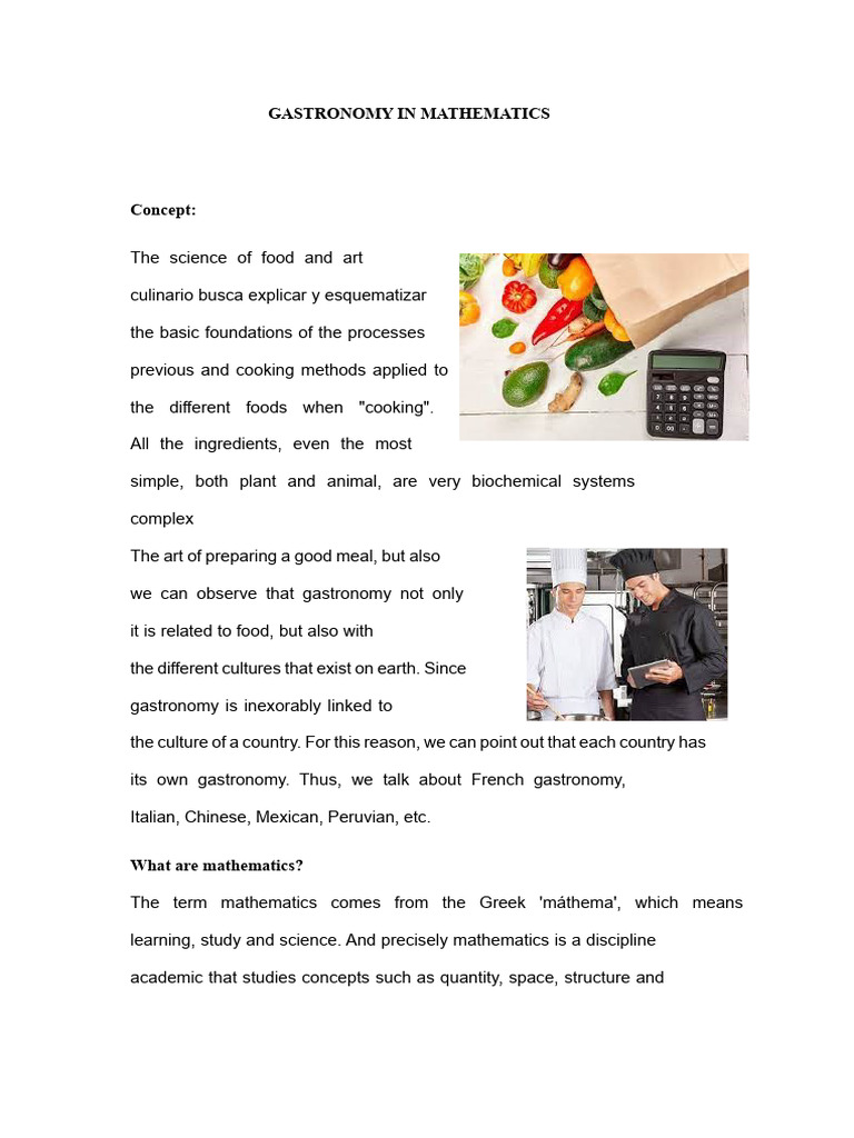 MATHEMATICS IN GASTRONOMY | PDF | Mathematics | Cooking