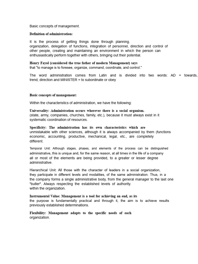 Basic concepts of management | PDF | Bureaucracy | System