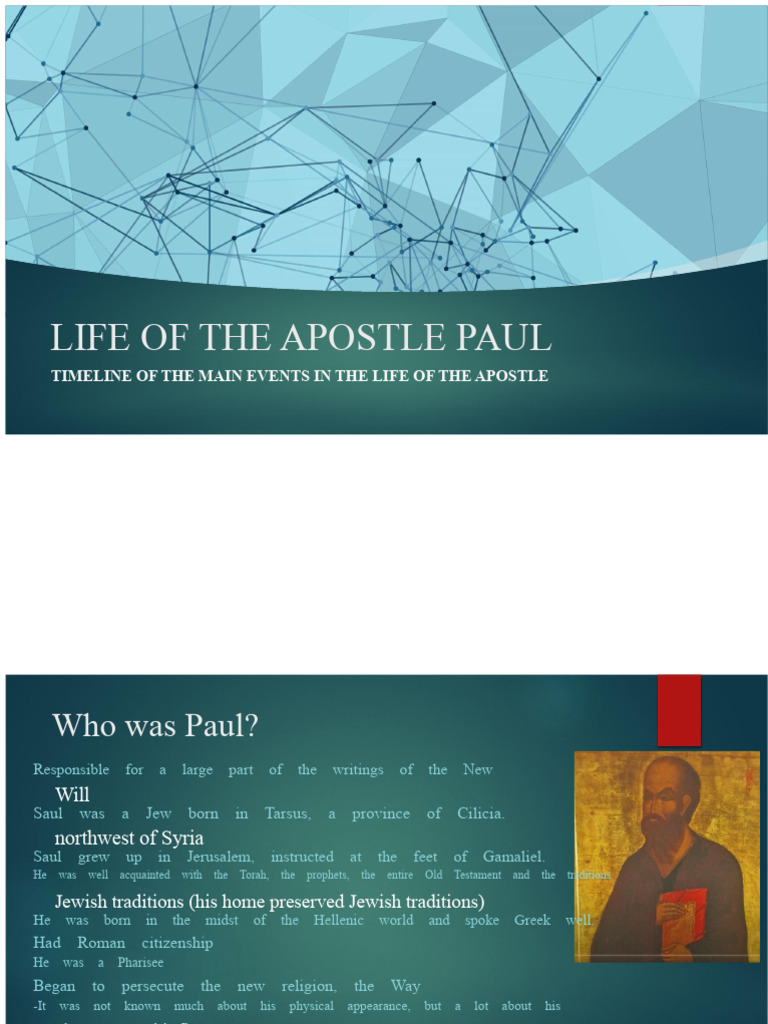 TIMELINE OF THE LIFE OF THE APOSTLE PAUL - Disclosure | PDF | Paul The ...