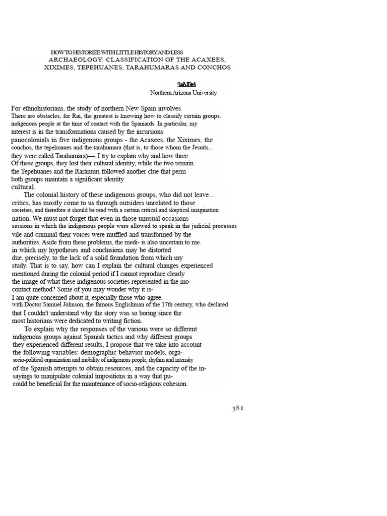 Ethnohistorical Analysis of Indigenous Groups | PDF