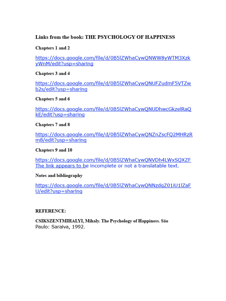 1- BOOK - THE PSYCHOLOGY OF HAPPINESS.docx | PDF