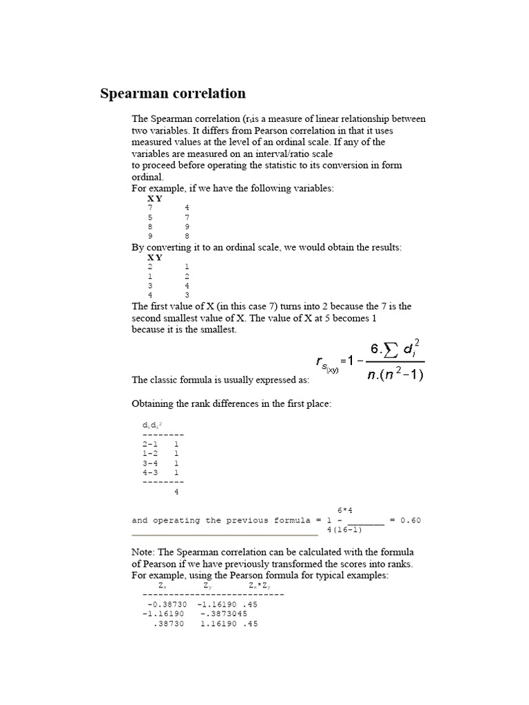 Spearman correlation | PDF | Spearman's Rank Correlation Coefficient ...