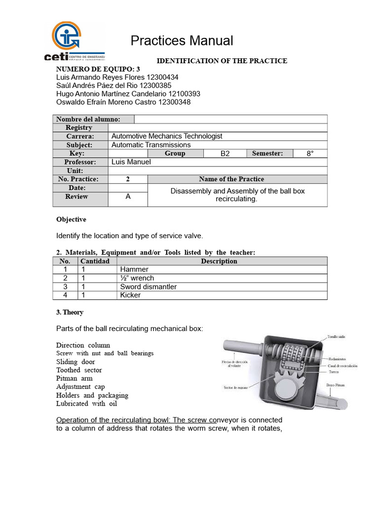 Practice of Recirculating Ball Box | PDF | Bearing (Mechanical ...