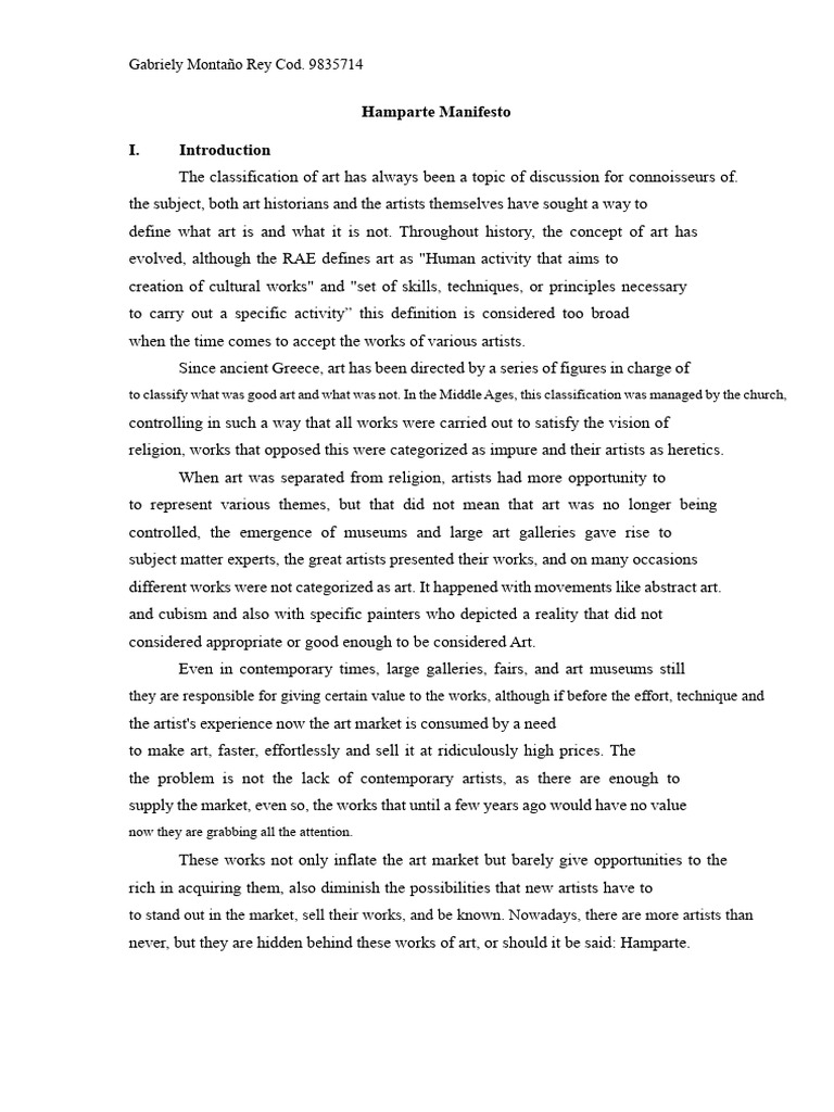 Understanding the Hamparte Manifesto | PDF | Paintings | Liberal Arts ...