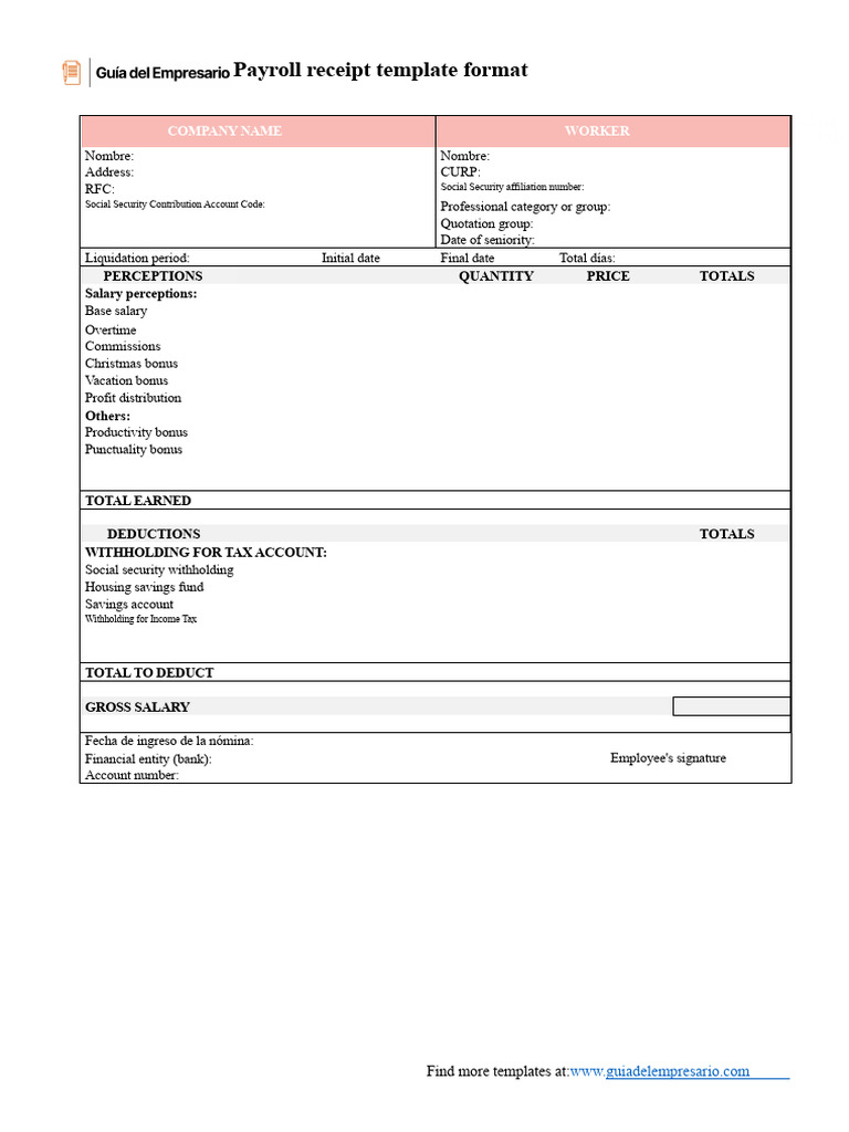 Payroll Receipt Template Format | PDF