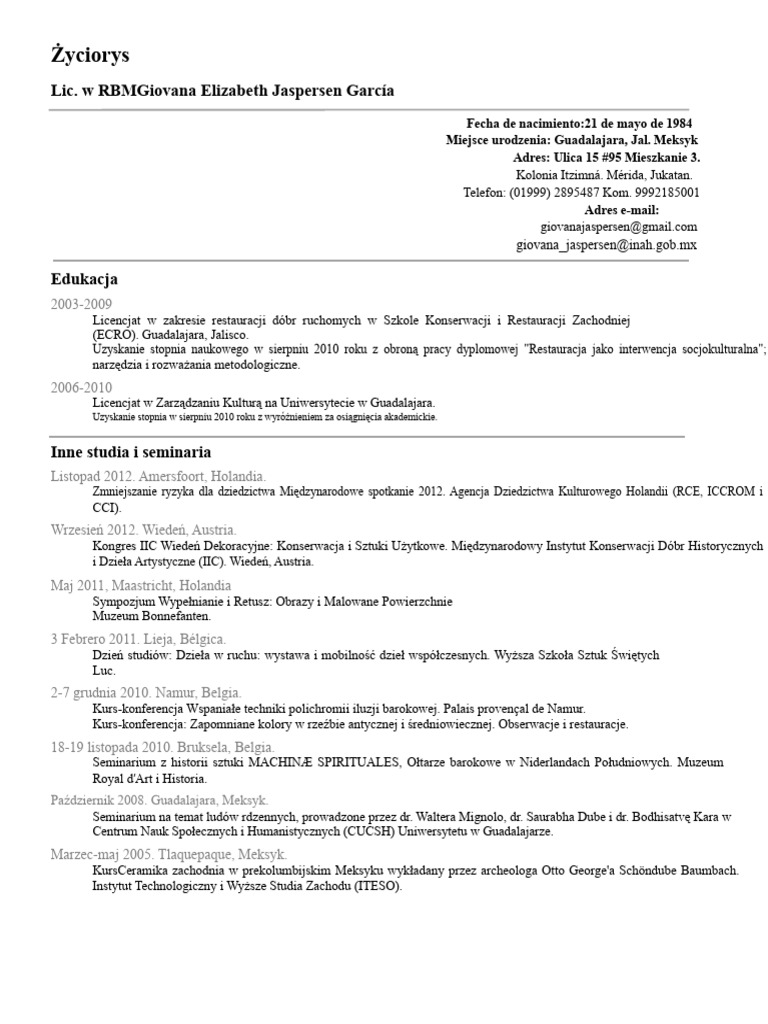 Curriculum Giovana Elizabeth Jaspersen Garcia | PDF