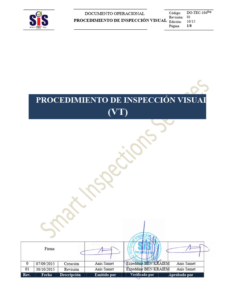 Procedimiento de Inspección Visual de Soldaduras | PDF | Soldadura ...