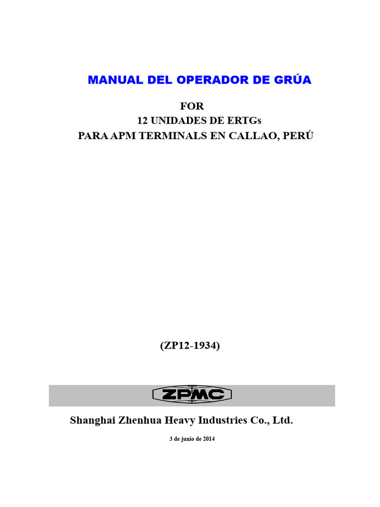 Manual de Operación de Grúas ERTG | PDF