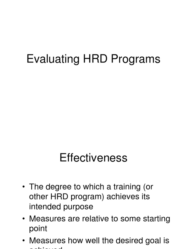 Evaluating HRD Programs | PDF | Bias | Return On Investment