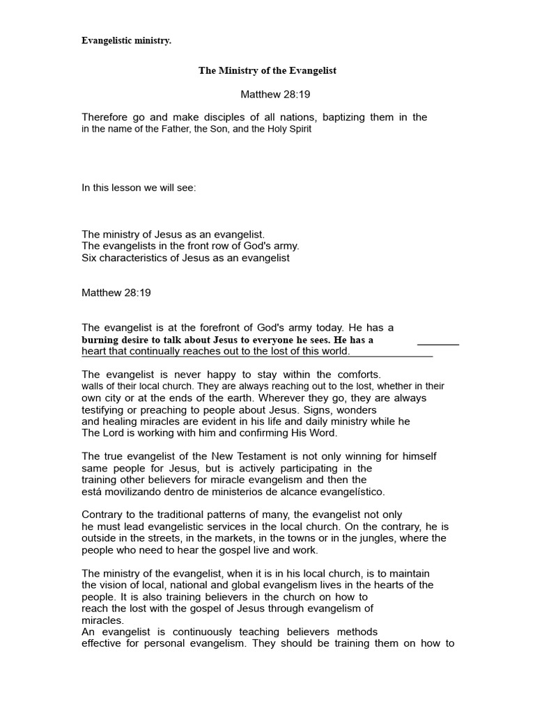 Understanding Evangelistic Ministry | PDF | Jesus | The Gospel
