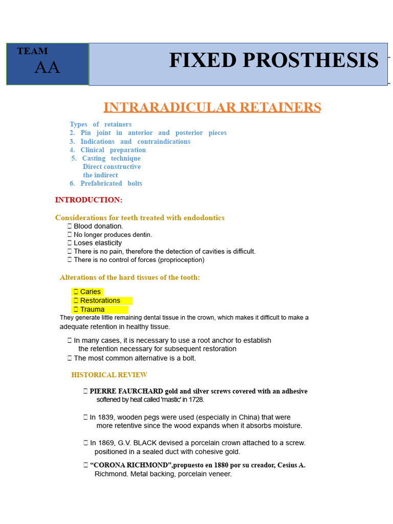 2 INTRARADICULAR RETAINERS | PDF | Dental Anatomy | Mouth