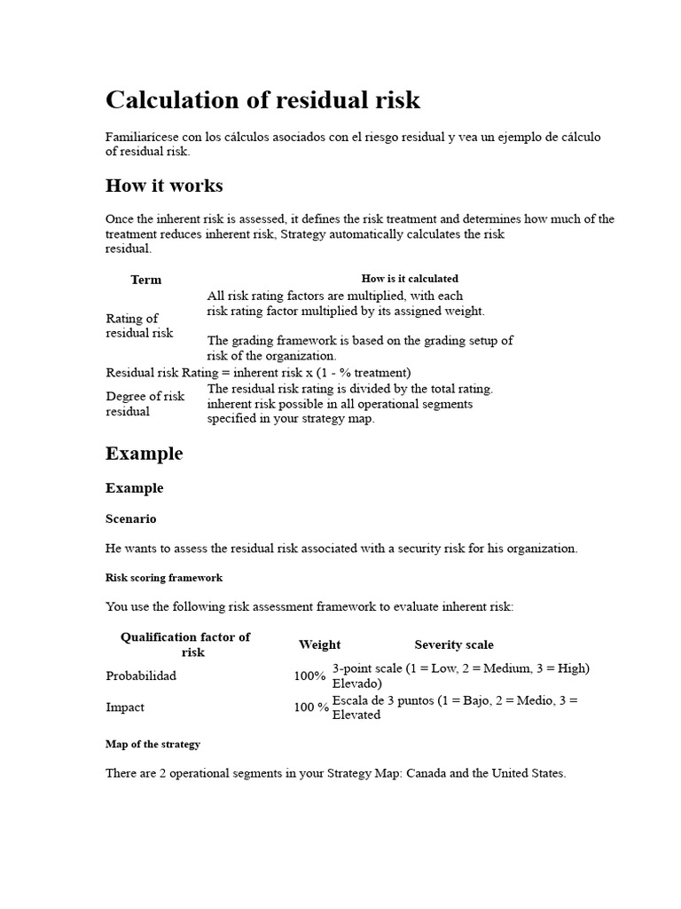 Calculation of residual risk | PDF | Risk | Probability