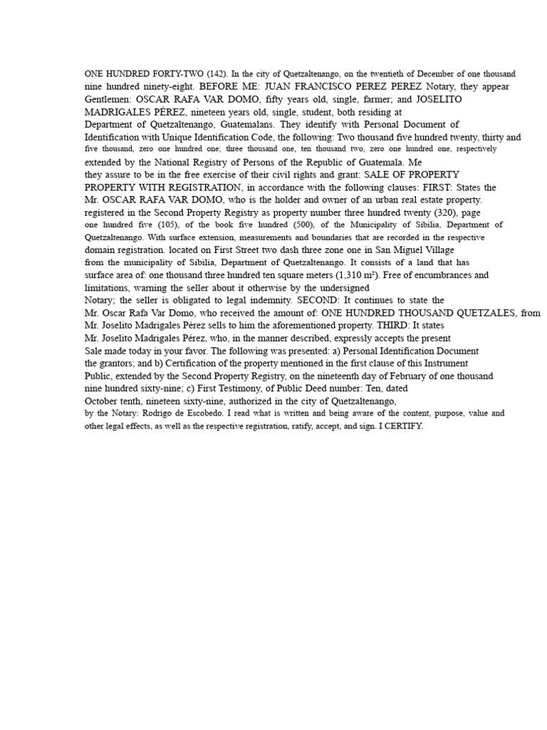 TESTIMONY OF THE PUBLIC DEED | PDF | Property Law | Private Law