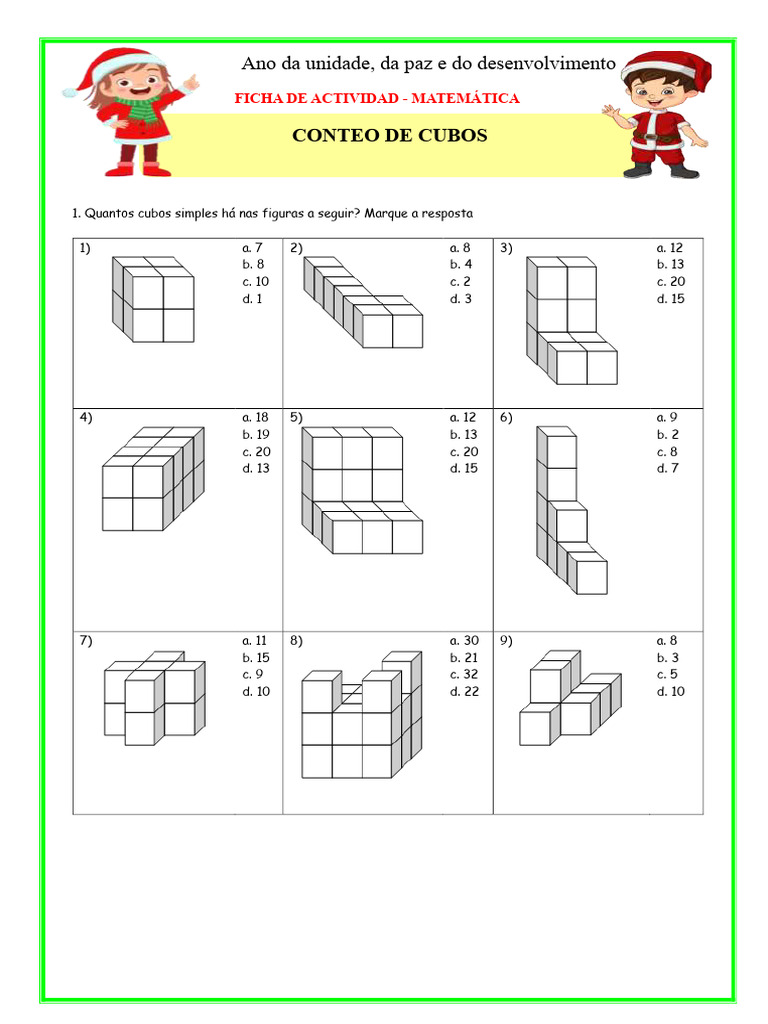 FICHA-MAT-CONTAGEM DE CUBOS | PDF