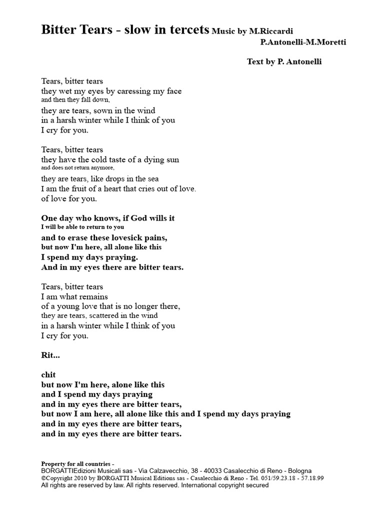 Bitter Tears Lyrics | PDF