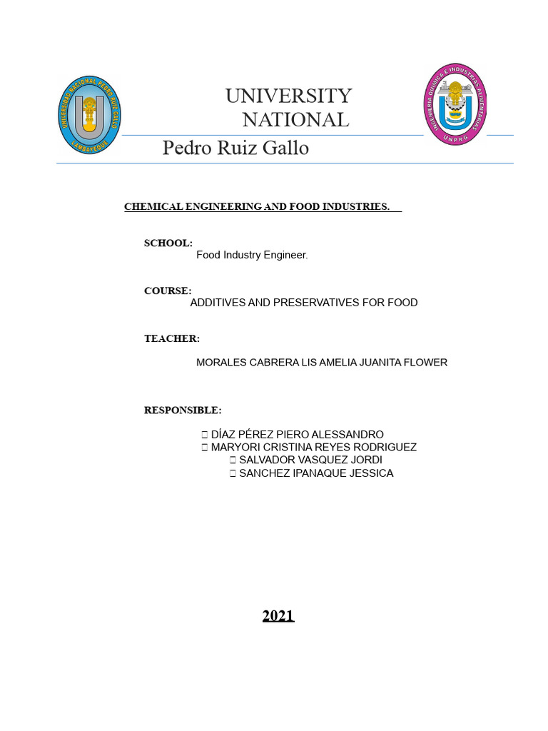 Practice N°2 Identification and Forms of Use of The Main Additives ...
