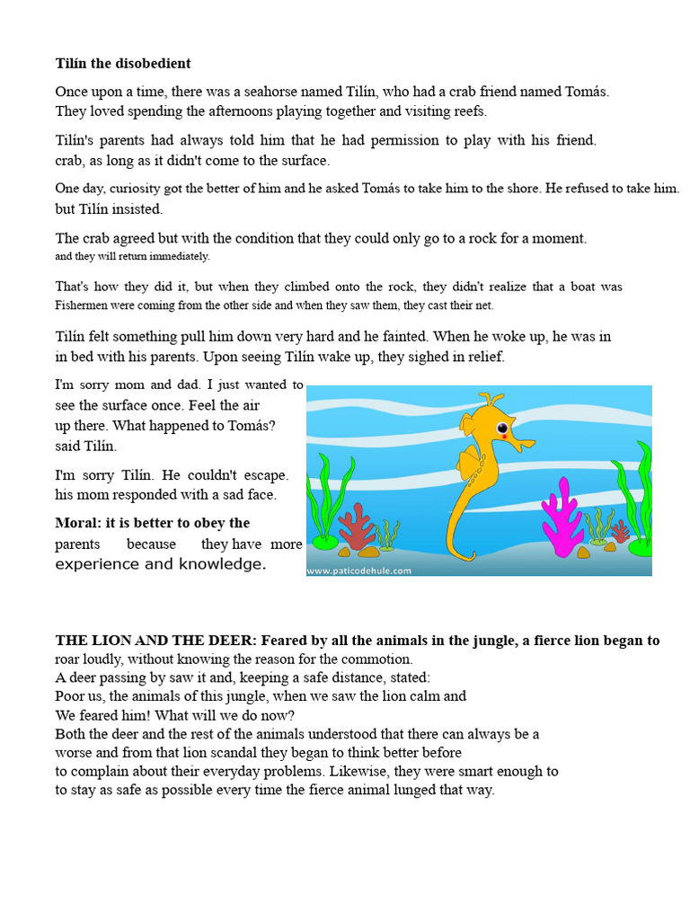 3 Short Fables With Images | PDF