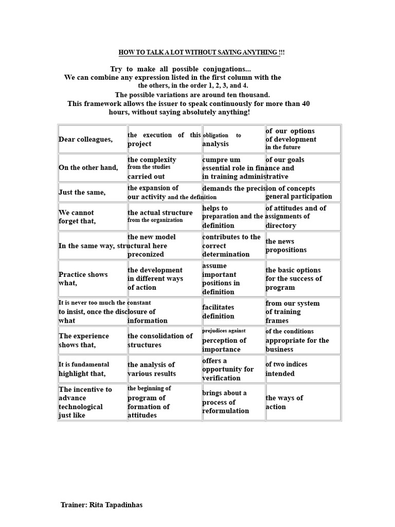 How to Talk a Lot Without Saying Anything | PDF | Information