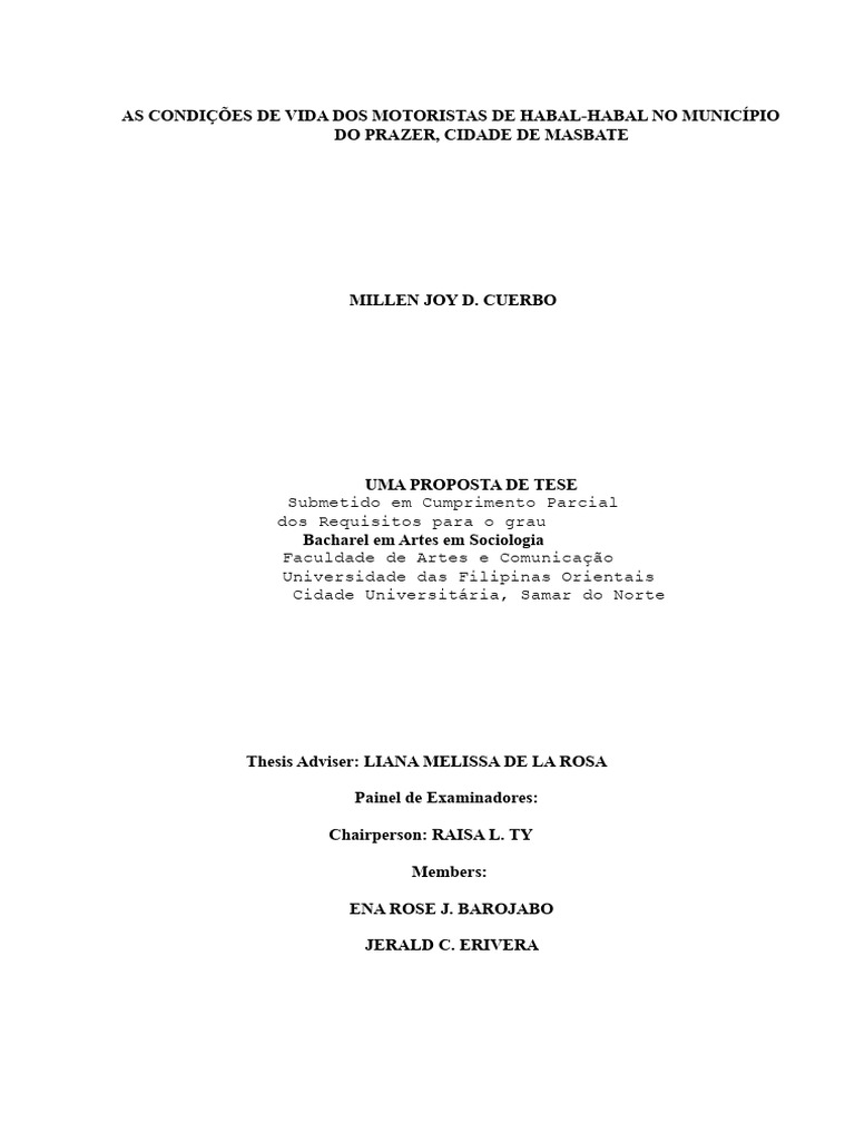 Condições de Vida dos Motoristas Habal-Habal | PDF | Transporte ...