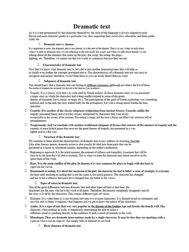 Understanding Dramatic Texts and Their Elements | PDF | Oedipus | Hamlet