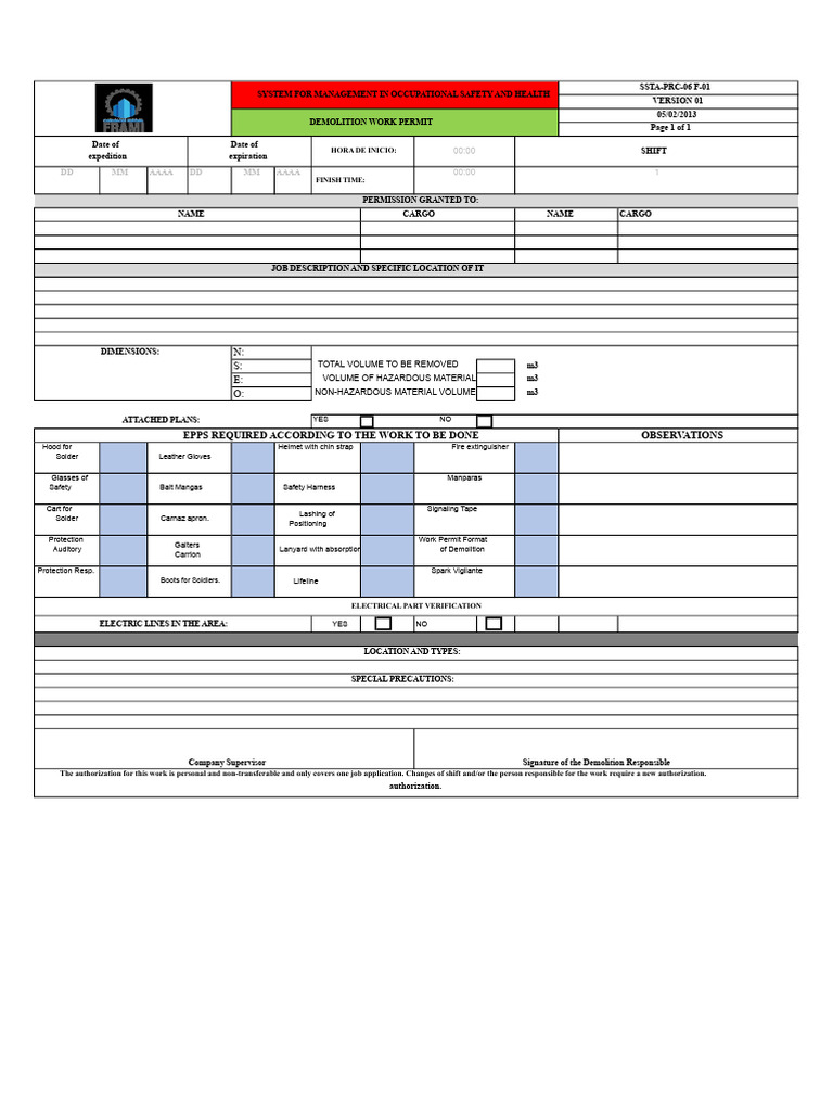 demolition permit format | PDF | Workplace | Working Conditions