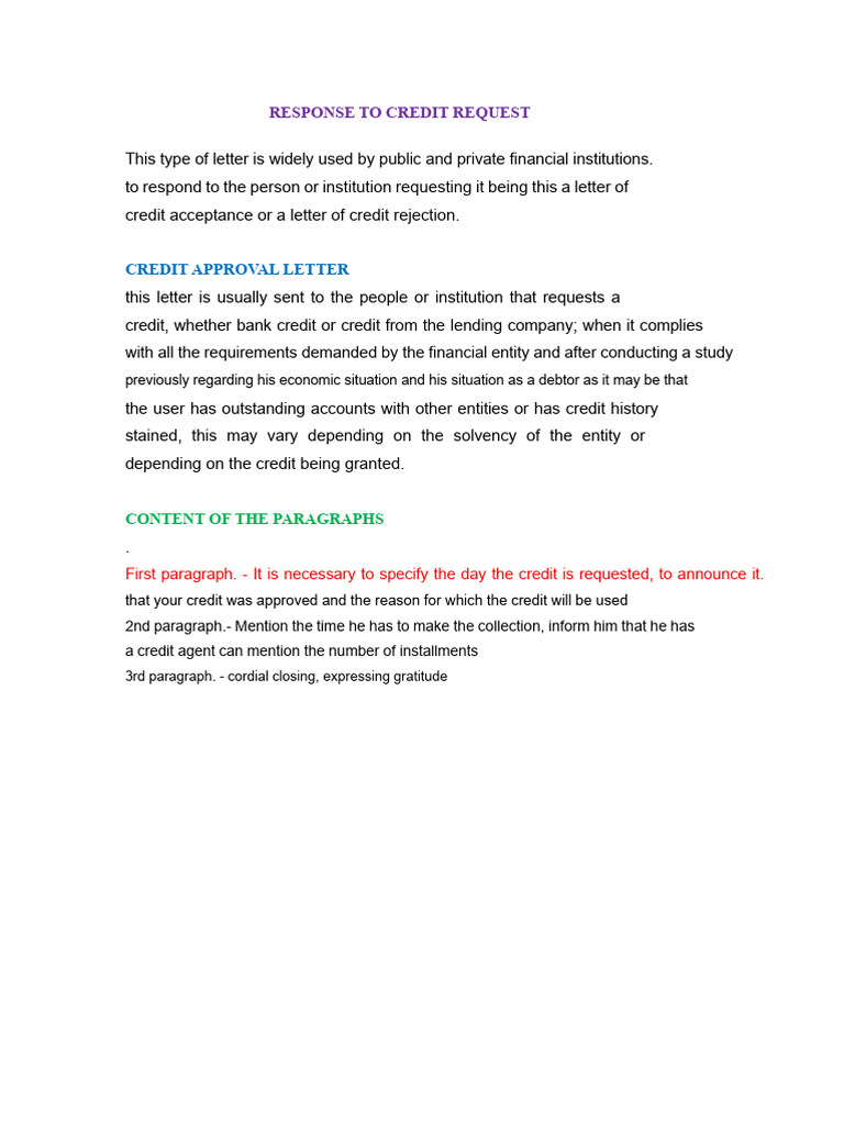 Response text regarding credit and extension | PDF | Credit | Finance ...