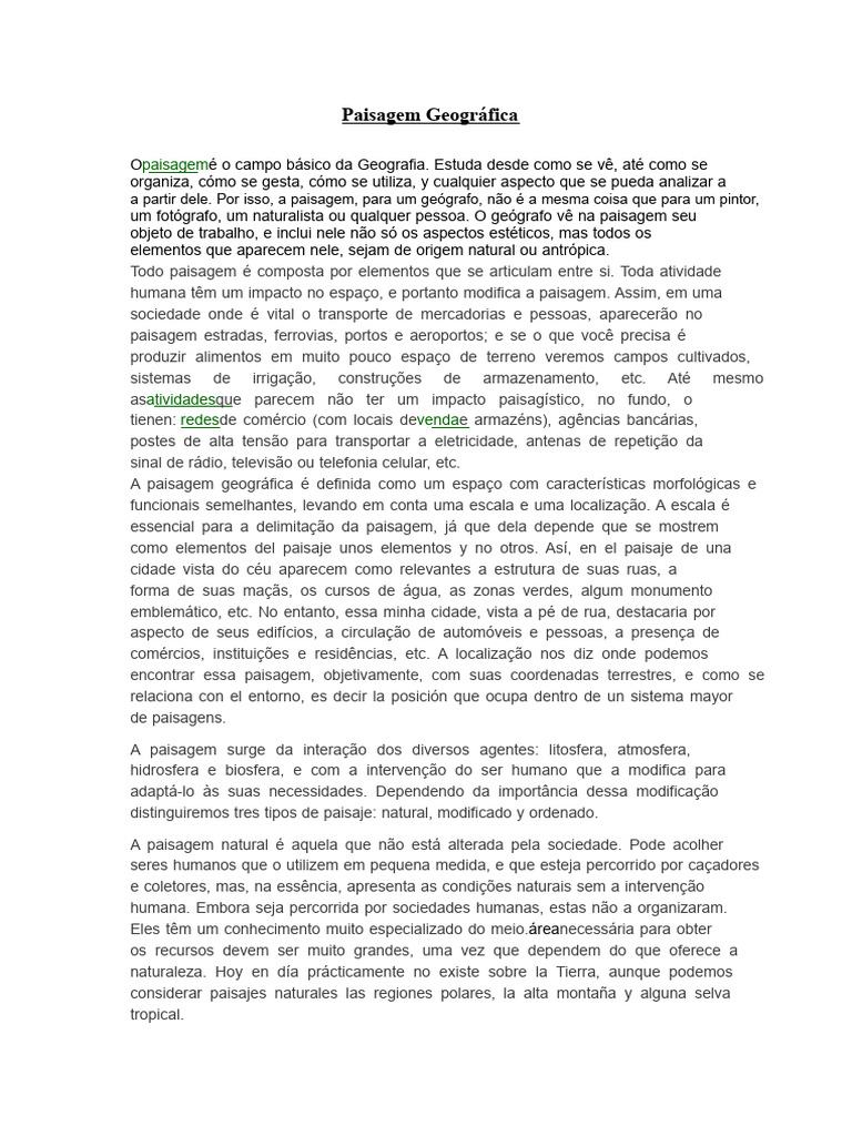 Tipos de Paisagens Geográficas | PDF | Paisagem | Geografia