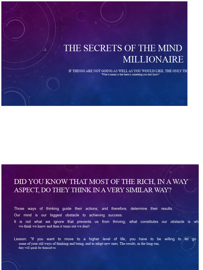 Mindset Secrets of Millionaires | PDF | Thought | Mind