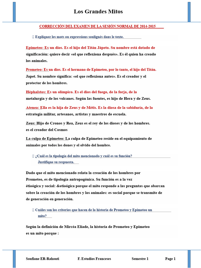 Mitos Griegos: Prometeo y Epimeteo | PDF | Prometeo | Zeus