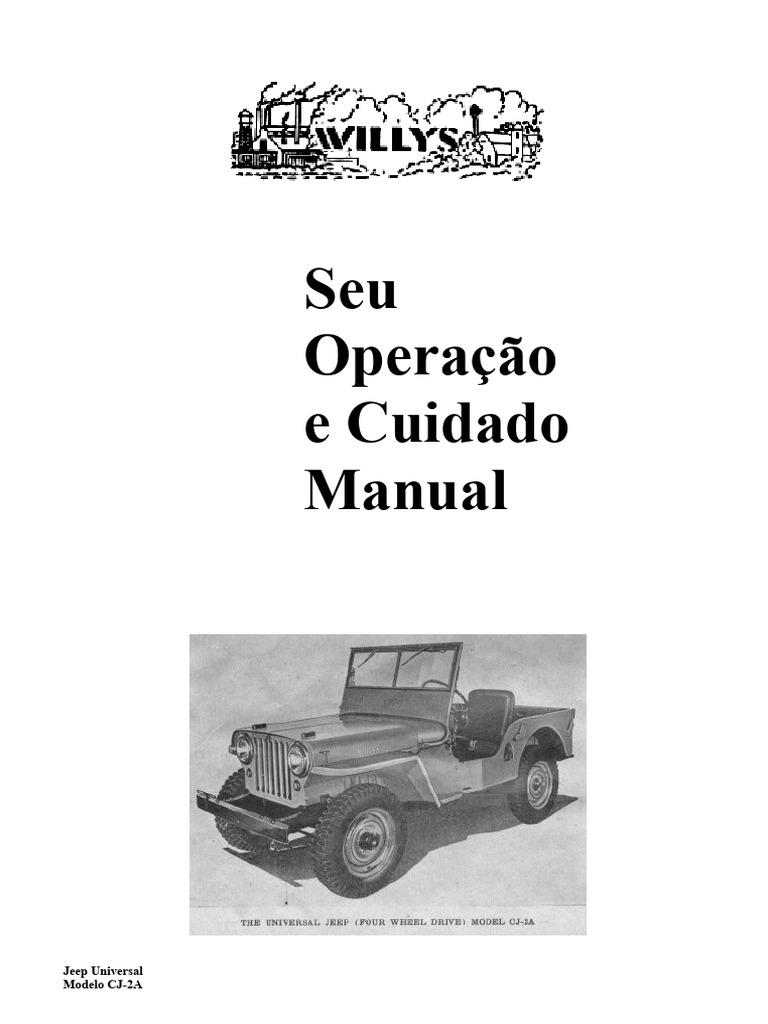 Manual de Operação Jeep CJ-2A | PDF | Eixo | Motores