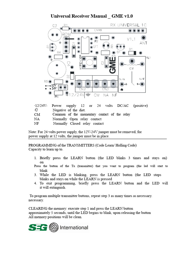 Manual Receiver 1 Channel SEG | PDF