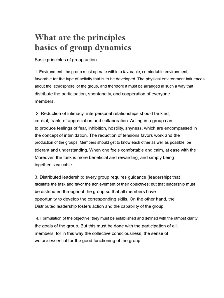 What Are the Basic Principles of Group Dynamics | PDF | Leadership ...