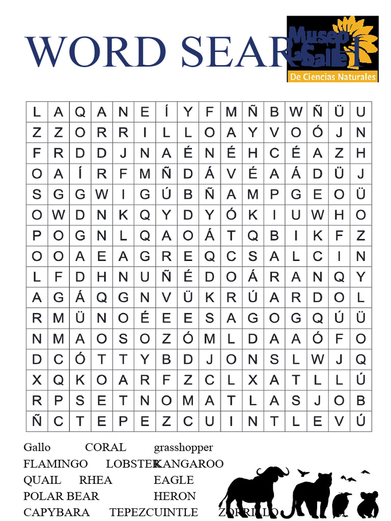 Animal-Themed Word Search Puzzle | PDF