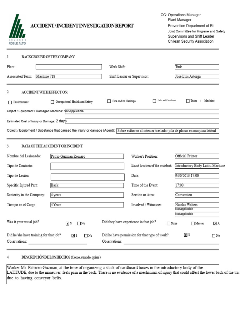 Accident Investigation Report Summary | PDF | Accidents