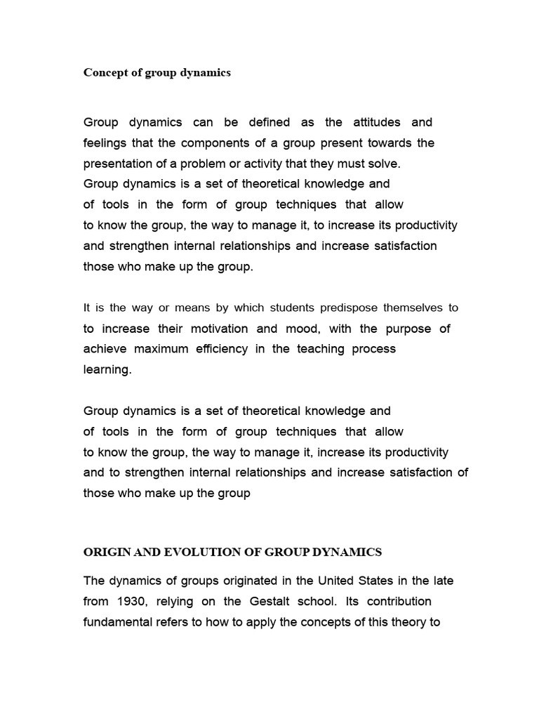 Concept of Group Dynamics | PDF | Psychology | Expert