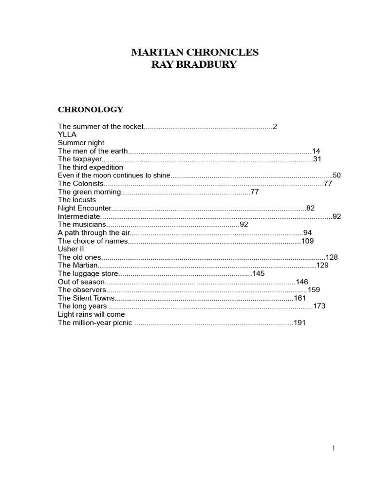 Ray Bradbury - The Martian Chronicles | PDF