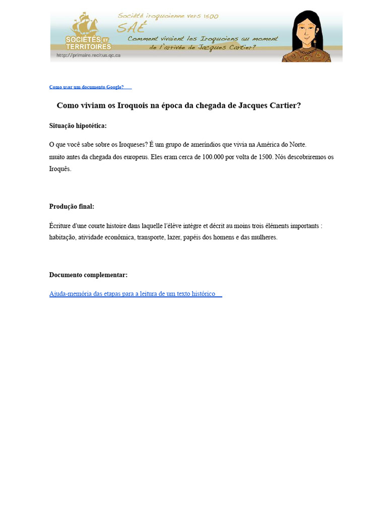 Vida dos Iroquois em 1500 | PDF | Iroqueses | Povos indígenas das Américas