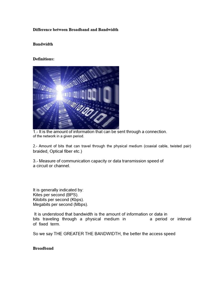 Difference Between Broadband and Bandwidth | PDF