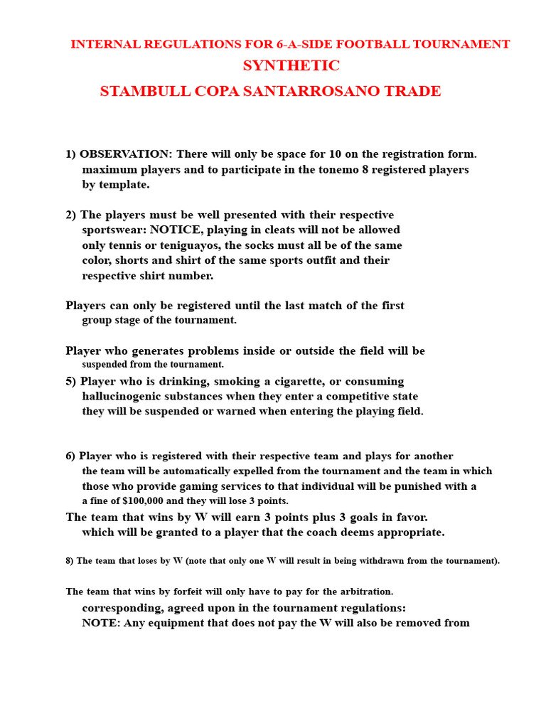 6-A-Side Football Tournament Rules | PDF