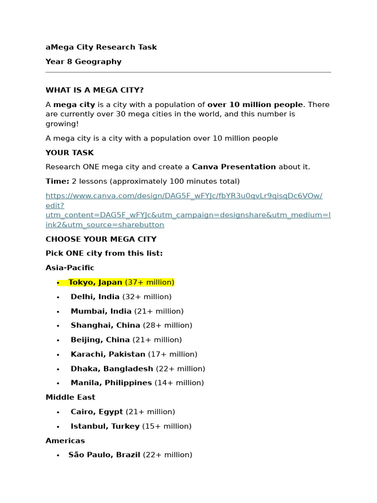 Mega City Research Task (Final) | PDF | Cost Of Living | Economic ...