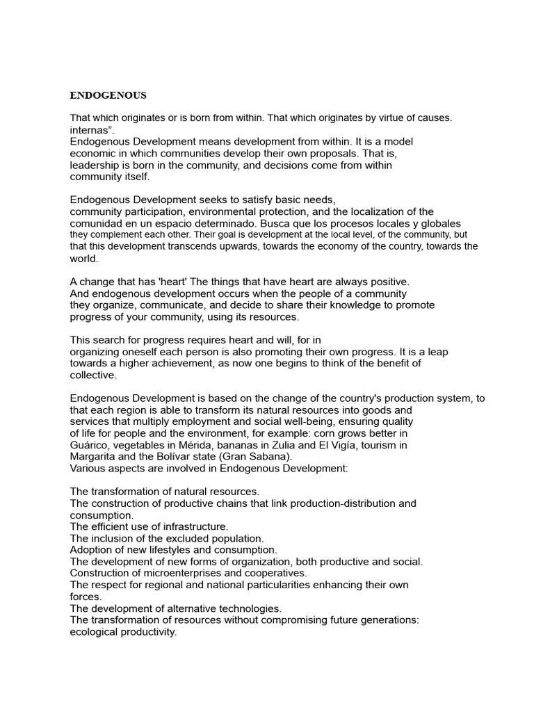Endogenous Development Explained | PDF | Sustainability | Sustainable ...